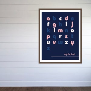 Midcentury Modern Alphabet Poster (navy, Peach, Blue, Pink) - Etsy