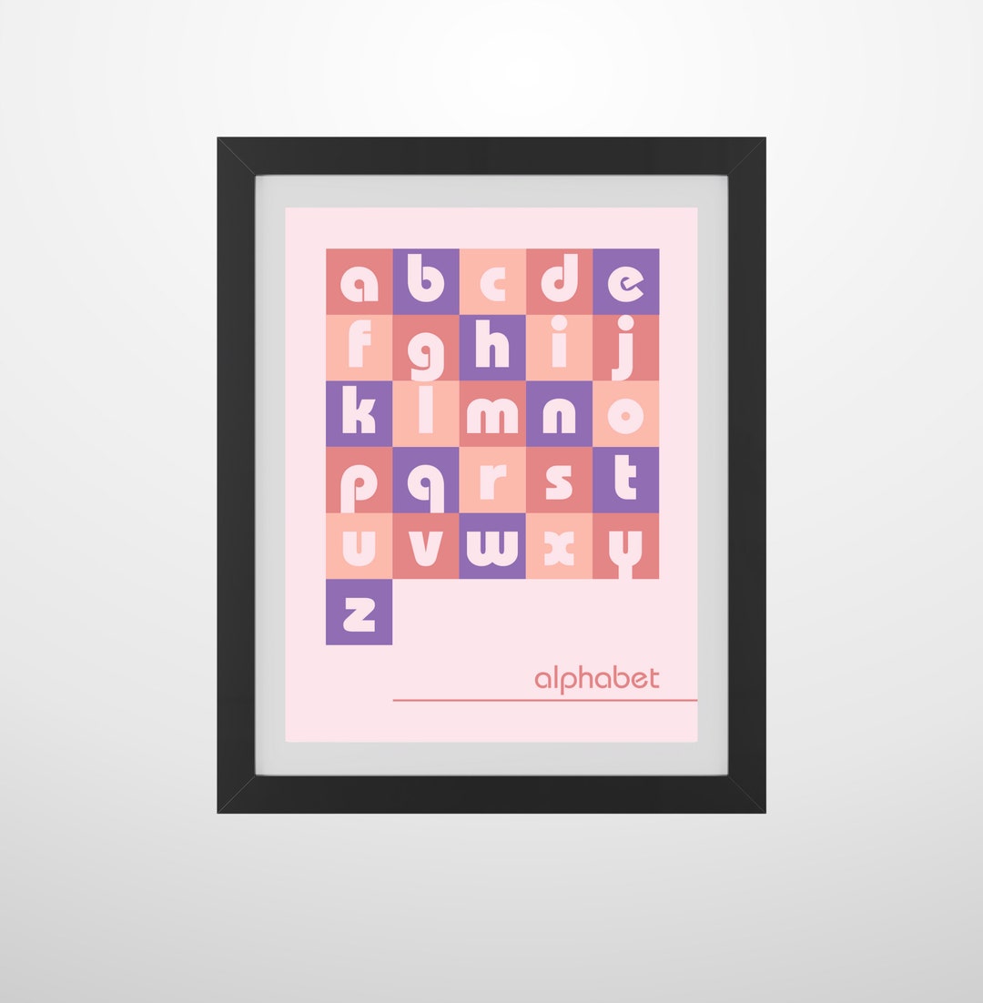 Midcentury Modern Alphabet Poster (pink, Salmon, Purple, Peach) - Etsy