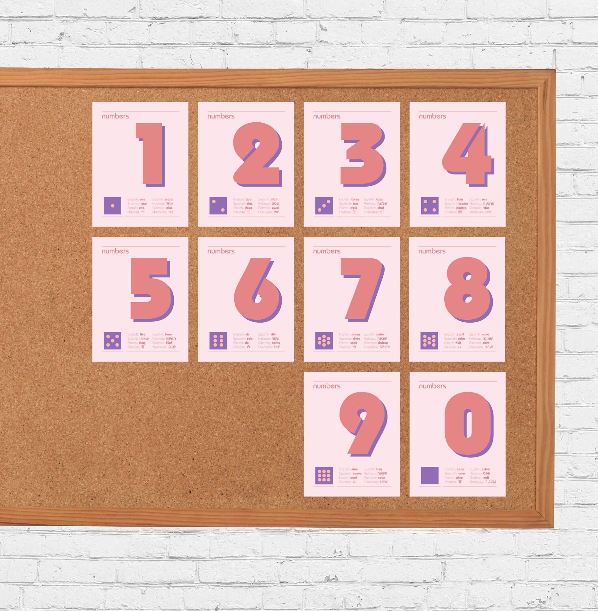 Midcentury Modern Numbers Poster (pink, Salmon, Purple, Peach) - Etsy
