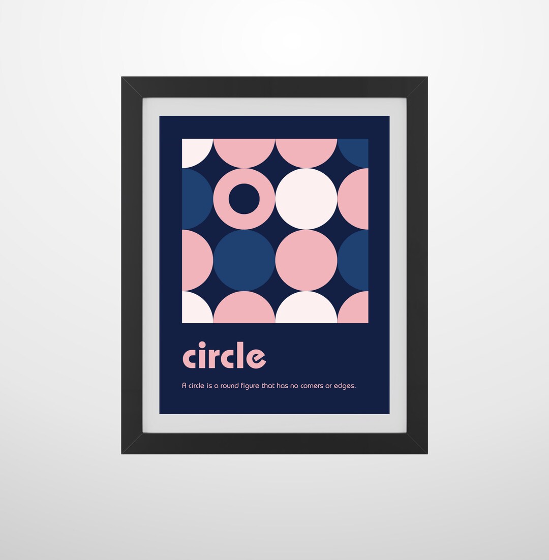 Midcentury Modern Shapes Poster (navy, Peach, Blue, Pink) - Etsy