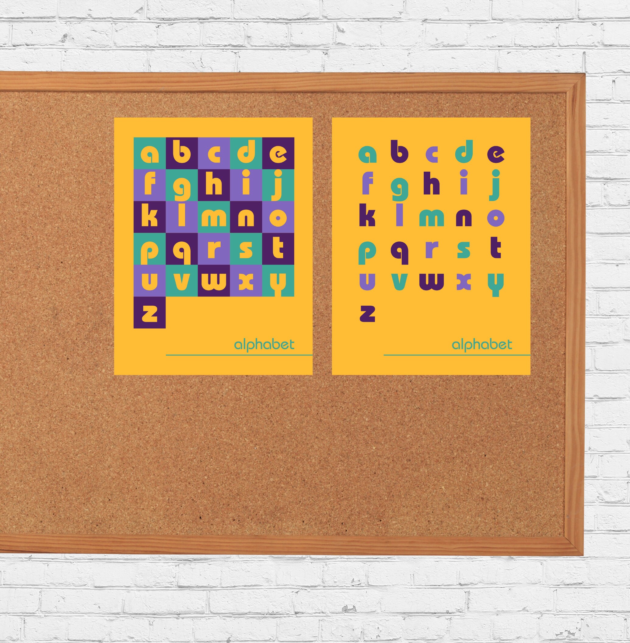 Midcentury Modern Alphabet Poster (yellow, Teal, Lilac, Purple) - Etsy