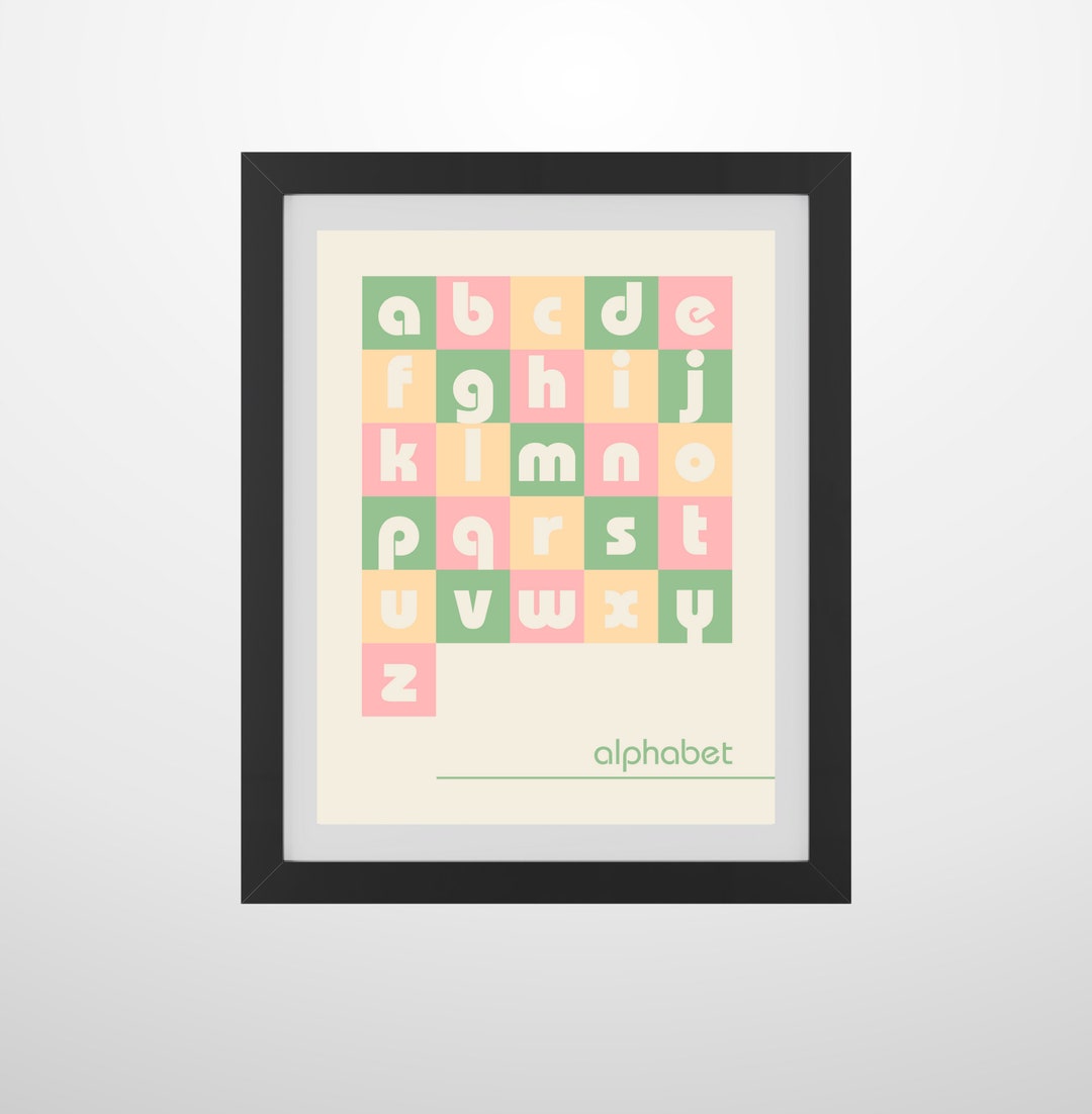Midcentury Modern Alphabet Poster (green, Beige, Peach, Pink) - Etsy