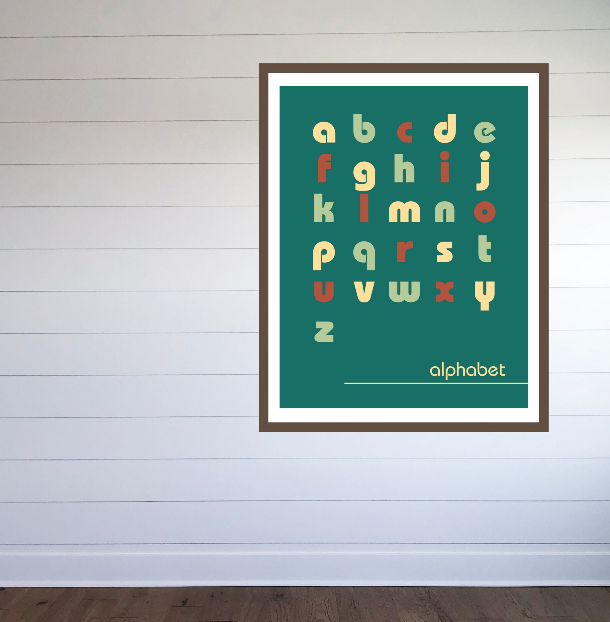 Midcentury Modern Alphabet Poster (teal, Yellow, Green, Maroon) - Etsy