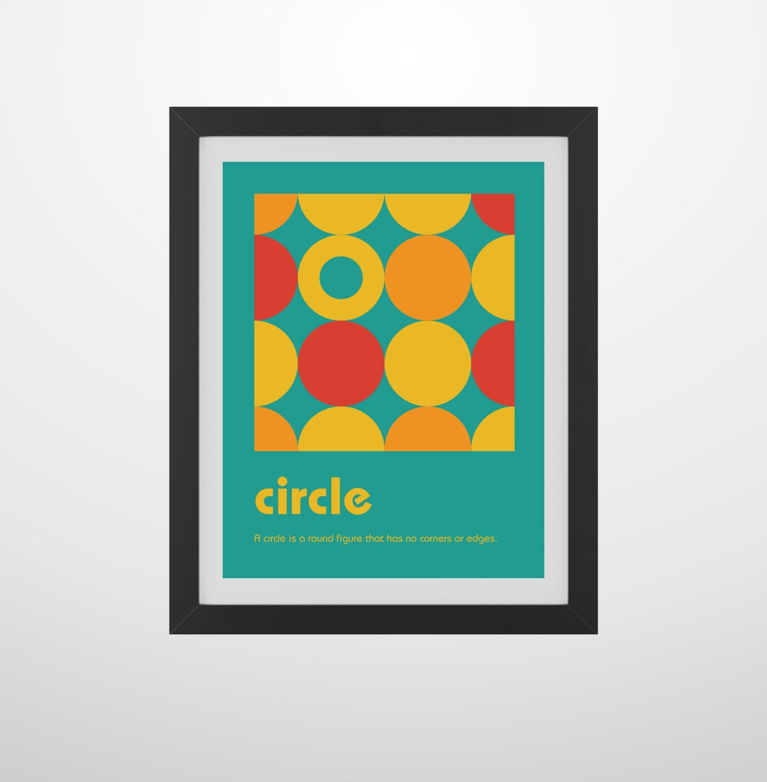 Midcentury Modern Shapes Poster (teal, Yellow, Orange, Red) - Etsy