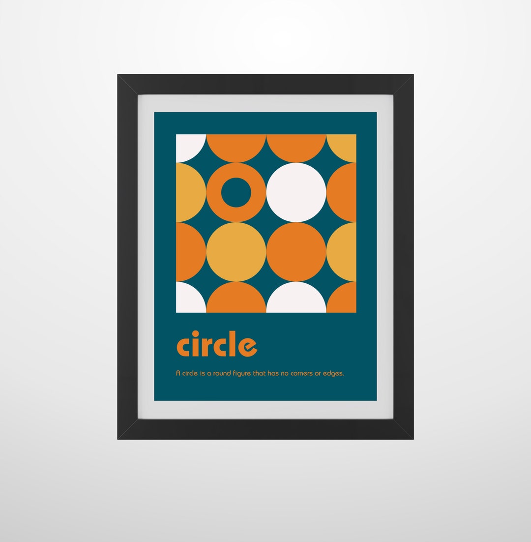Midcentury Modern Shapes Poster (navy, Orange, Yellow, White) - Etsy