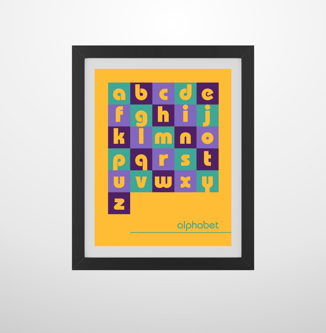 Midcentury Modern Alphabet Poster (yellow, Teal, Lilac, Purple) - Etsy