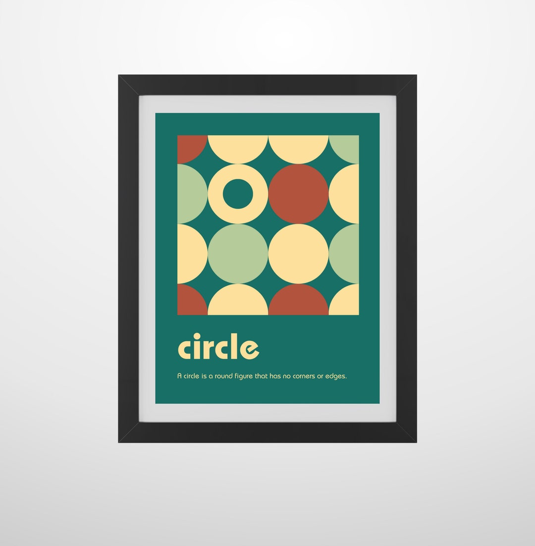 Midcentury Modern Shapes Poster (teal, Yellow, Green, Maroon) - Etsy