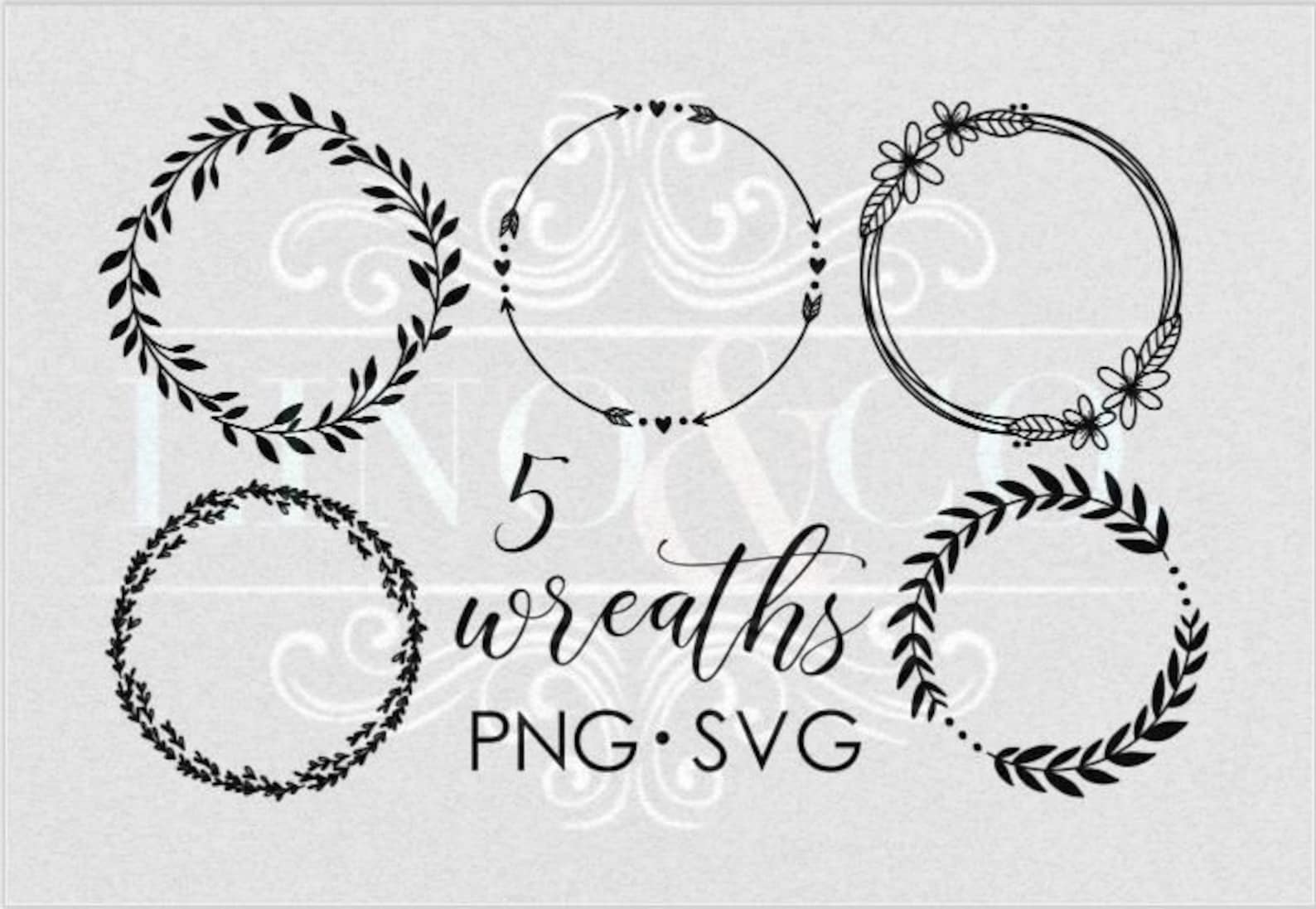 Floral Wreaths Circle Wreath Designs Bundle SVG PNG File | Etsy
