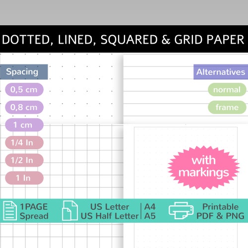 Dotted Grid and Lined Paper Printable Letter Size Planner - Etsy