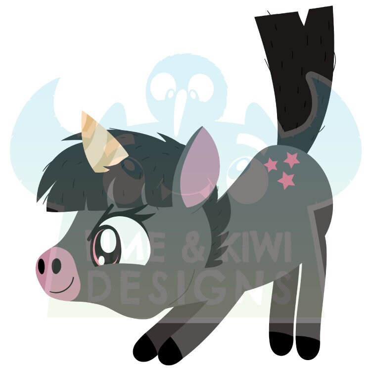 Black Unicorns Clipart Instant Download Star Cloud Heart - Etsy UK
