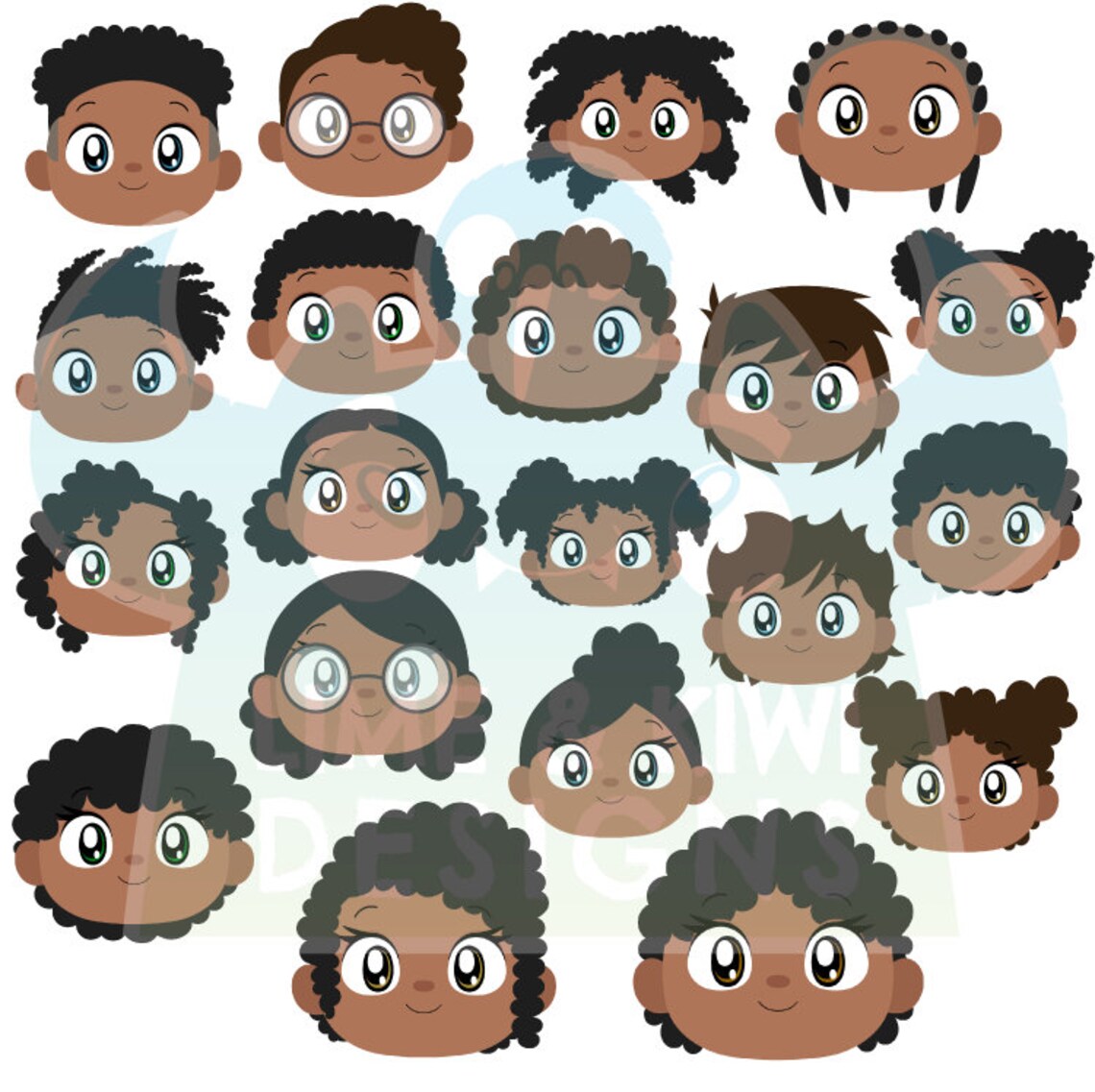 African American Kids option 2 Clipart Instant Download - Etsy