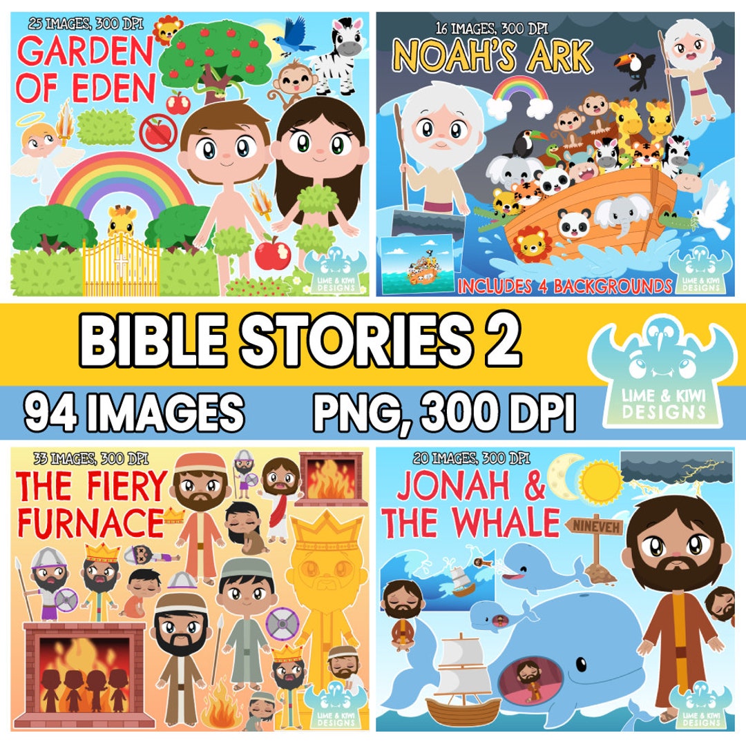 Bible Stories Clipart Bundle 2, Black and White, Digital Stamps, Noah's ...