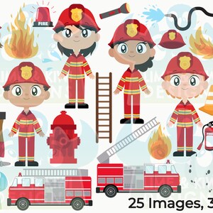 Firefighters Clipart, Black and White, Digital Stamps, Fire, Dalmatian ...