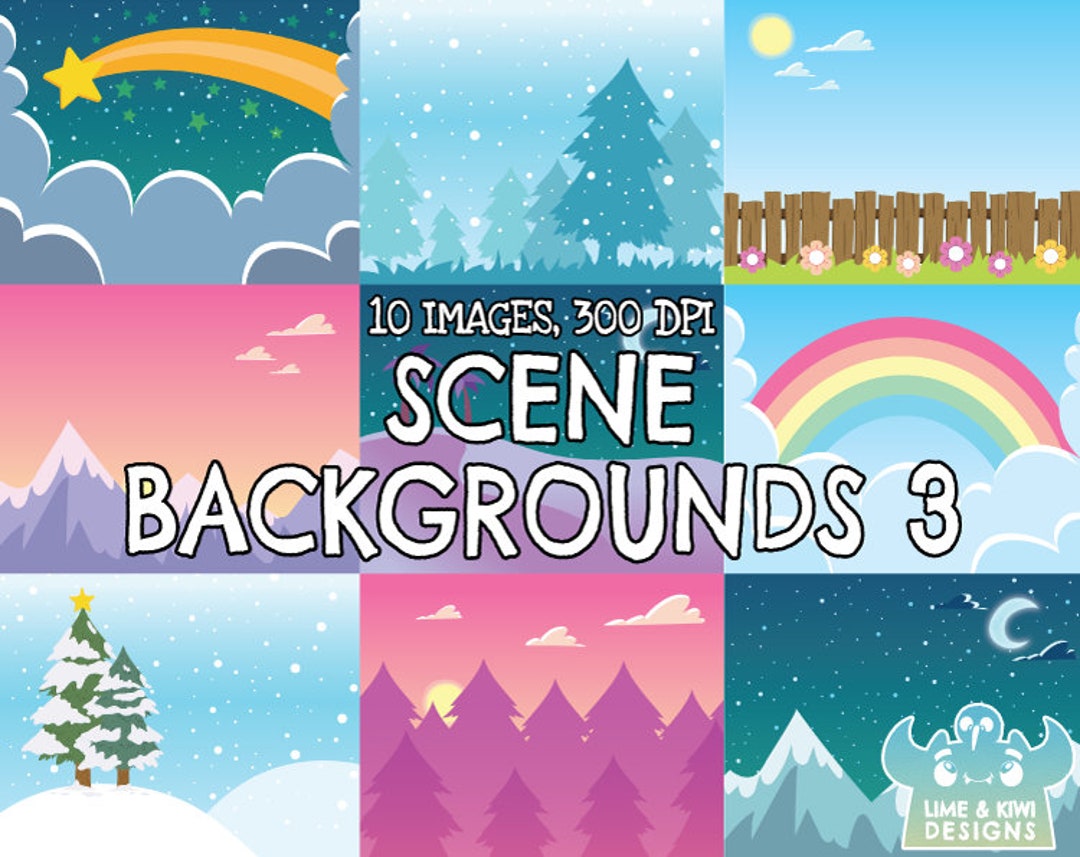 Mixed Scenes Backgrounds 3 Clipart, Mountain, Desert, Space, Shooting ...