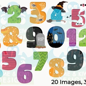 Halloween Numbers Clipart, Black and White, Digital Stamps, Commercial ...