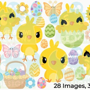 Easter Chicks Clipart, Black and White, Digital Stamps, Butterfly ...
