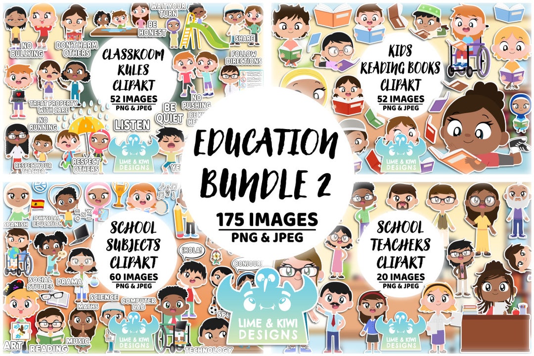 Education Clipart Bundle 2, School, Classroom, Kids, Children, Rules ...