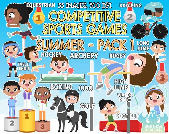Competitive Sports Games Summer Pack 1 Clipart Instant | Etsy