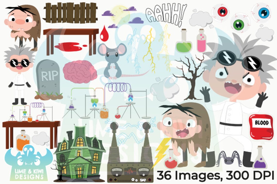 Mad Scientist Lab Clipart Instant Download Igor Halloween - Etsy UK