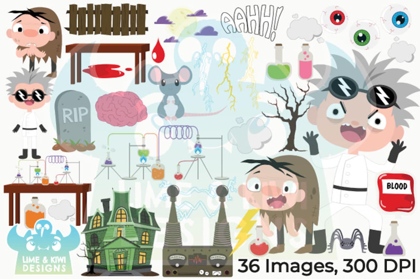 Mad Scientist Lab Clipart Instant Download Igor Halloween - Etsy UK