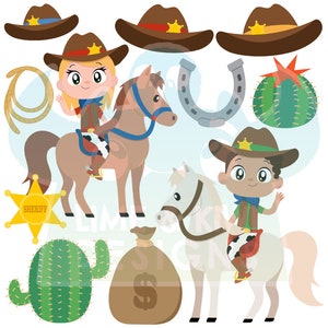 Cowboys and Cowgirls Clipart, Black and White, Digital Stamps, Saloon ...