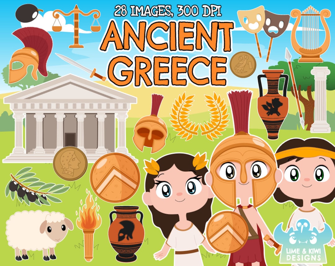 Ancient Greece Clipart, Black and White, Digital Stamps, Greek, Lyre ...