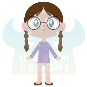 Caucasian Kids Clipart, Black and White, Digital Stamps, Commercial Use ...