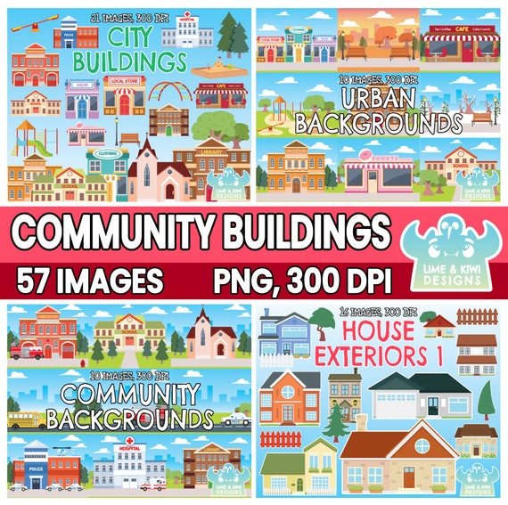 Community Building Clipart