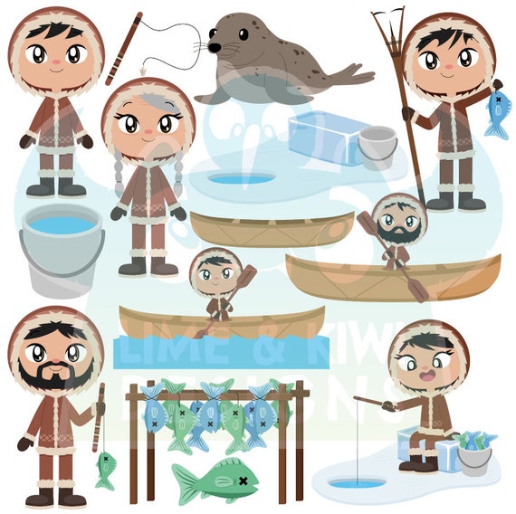 Eskimo Fishing Clipart