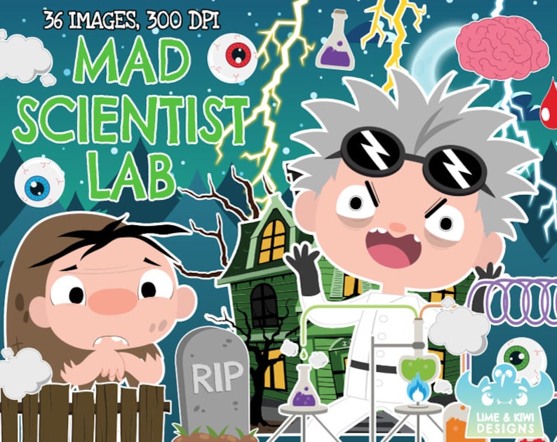 Mad Scientist Lab Clipart Instant Download Igor Halloween | Etsy