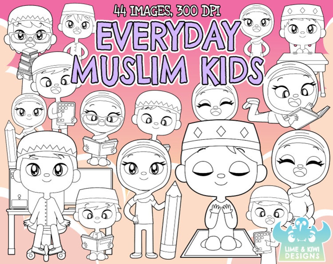 Everyday Muslim Kids Digital Stamps, Instant Download, Islamic Kids ...