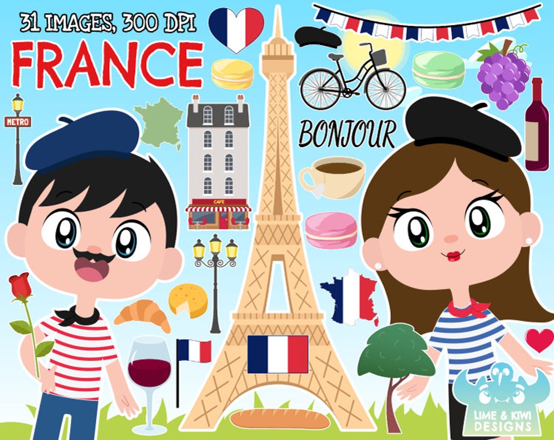 France Clipart, Black and White, Digital Stamps, Commercial, Eiffel ...