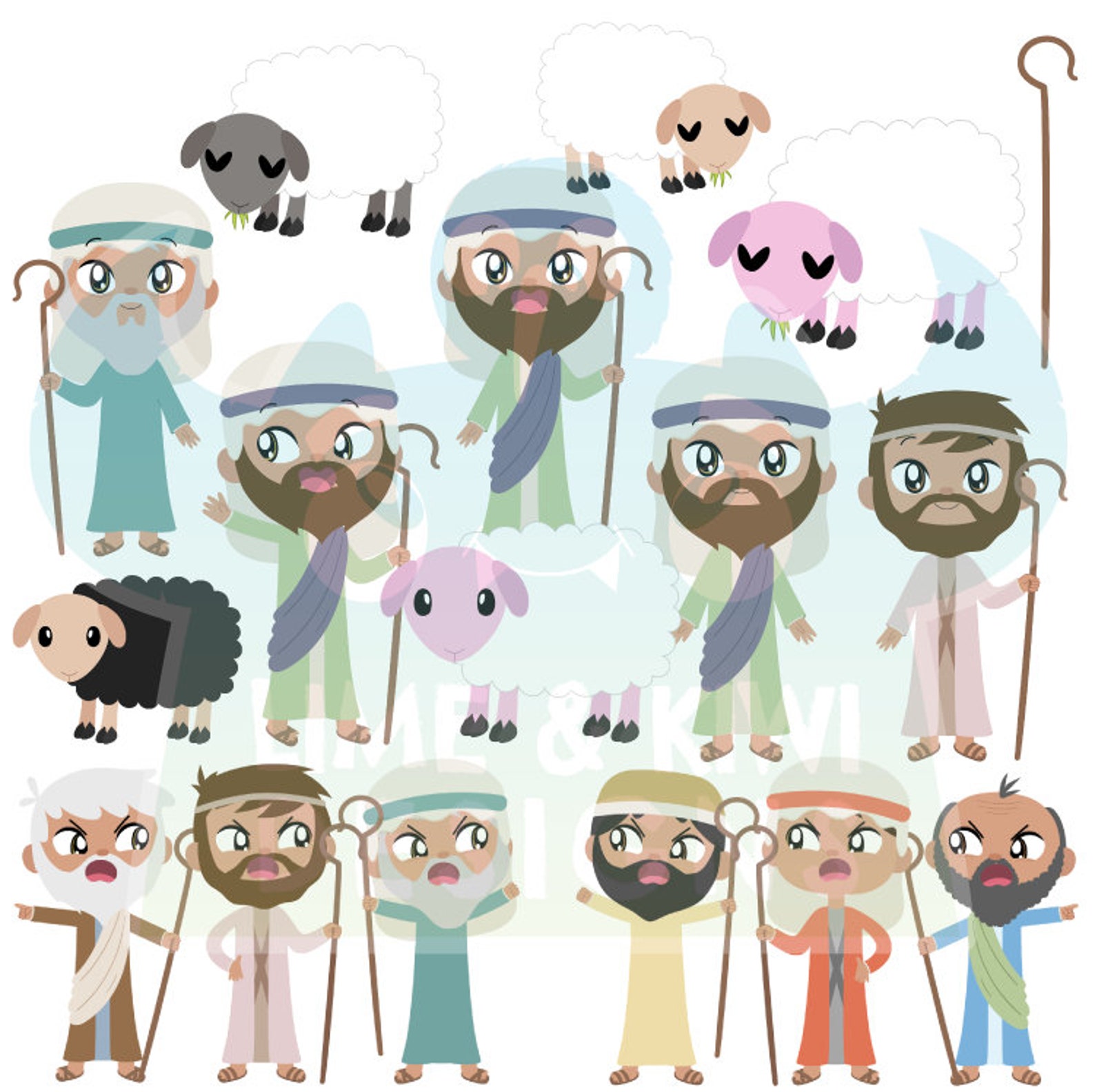 Abraham and Lot Clipart, Black and White, Digital Stamps, Bible ...