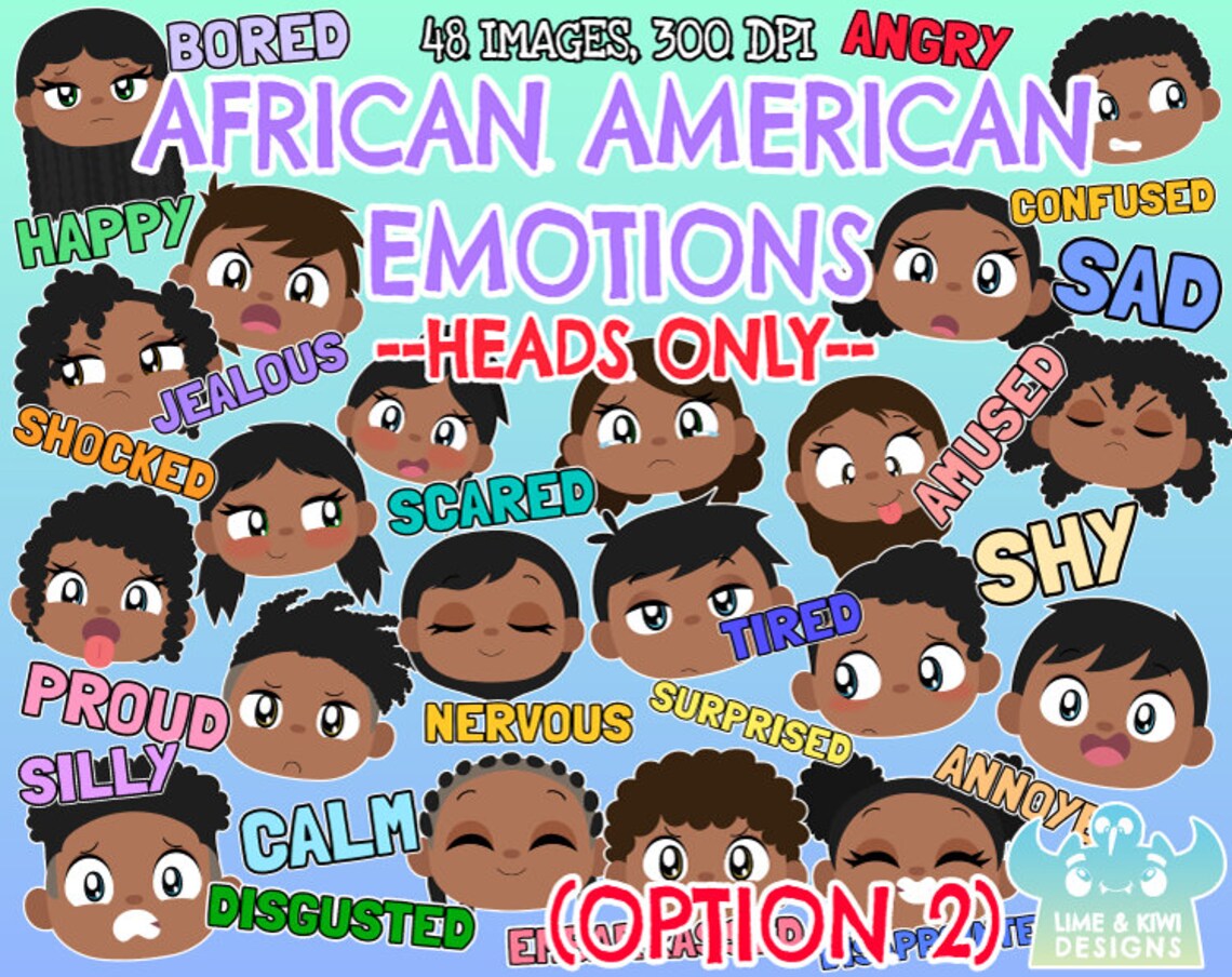 Emotions Kids faces Clipart Bundle 1 Kids Faces Visual - Etsy