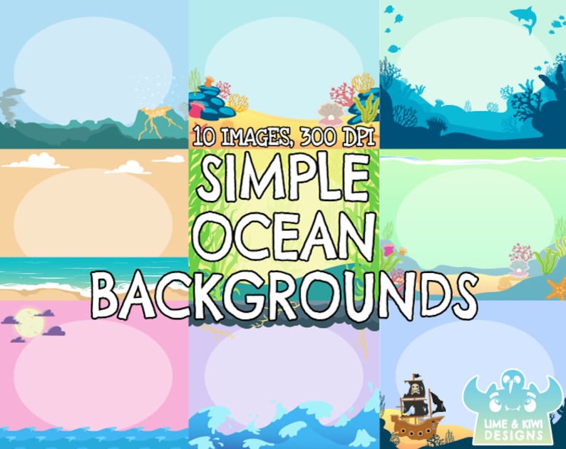 Simple Ocean Backgrounds Clipart Instant Download Vector Art | Etsy