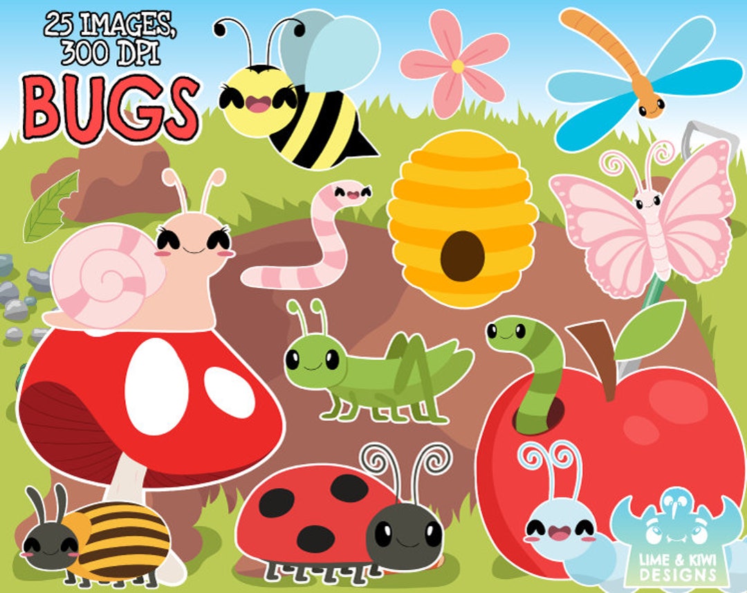 Bugs Clipart, Black and White, Digital Stamps, Garden, Nature, Spring ...