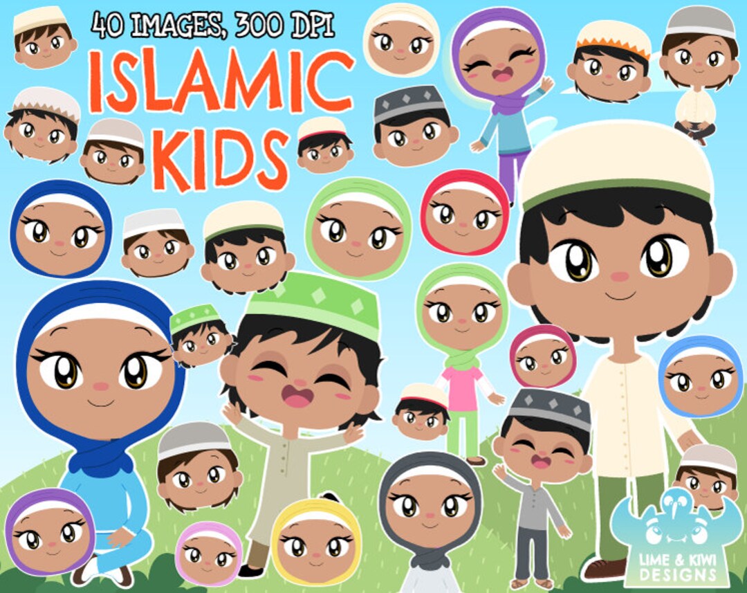 Islamic/muslim Kids Clipart, Black and White, Digital Stamps ...