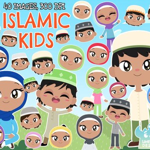 Islamic/muslim Kids Clipart, Black and White, Digital Stamps ...