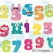Monster Numbers Clipart, Black and White, Digital Stamps, Commercial ...