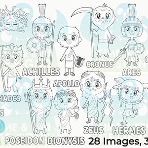 Greek Mythology Characters Males Digital Stamps, Immortal Clipart ...