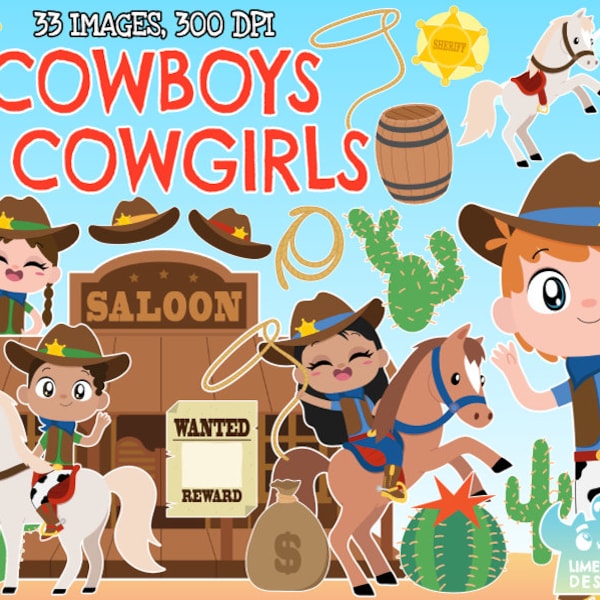 Cowboy Clipart - Etsy UK
