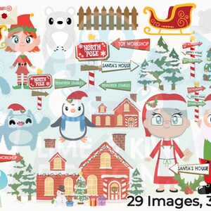 North Pole Clipart, Black and White, Digital Stamps, Commercial Use ...