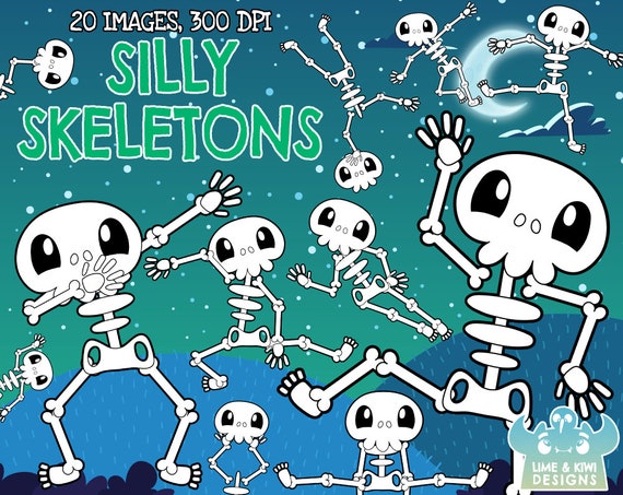 Silly Skeletons Digital Stamps Instant Download Vector Art | Etsy
