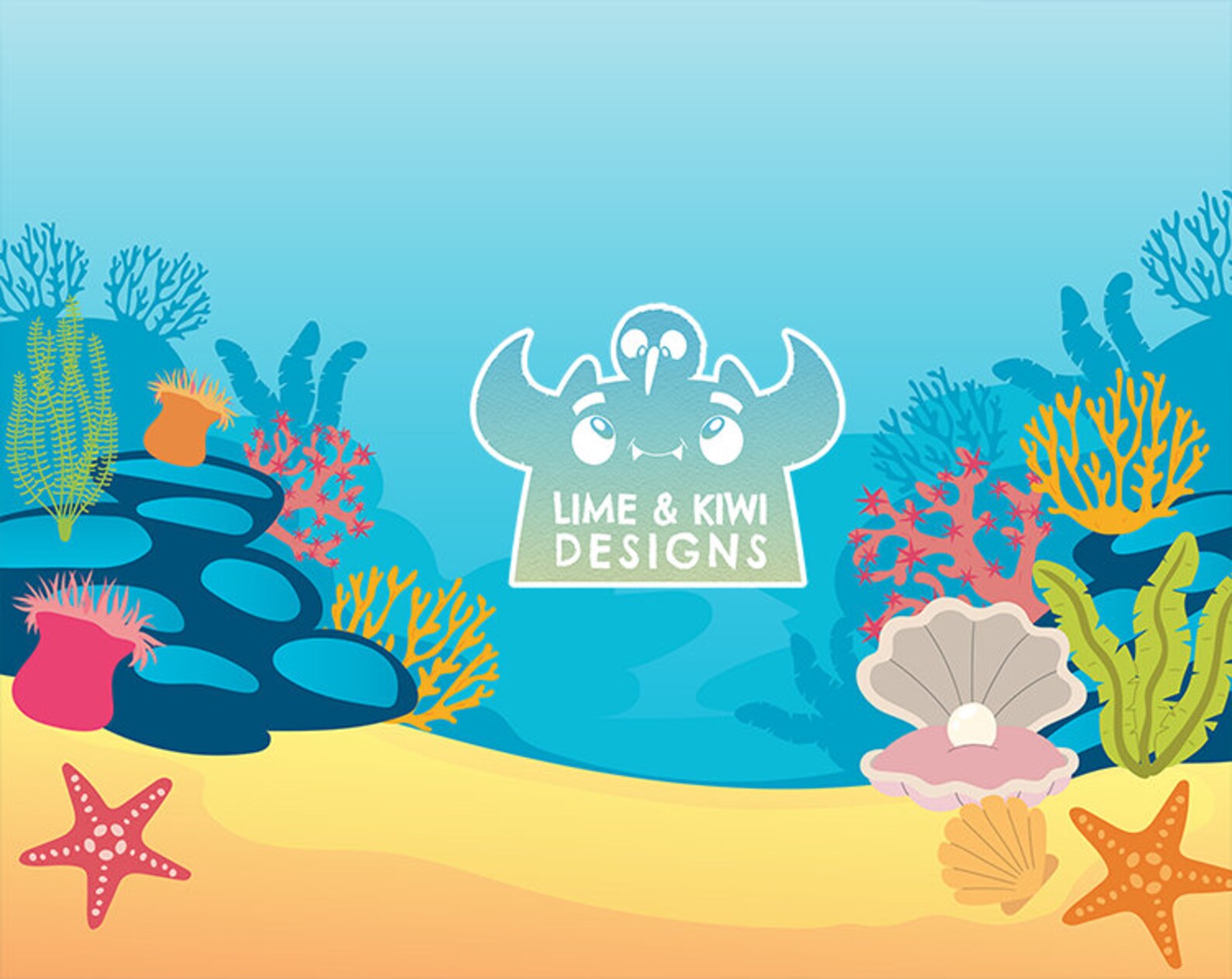 Ocean Backgrounds Clipart Instant Download Vector Art | Etsy UK