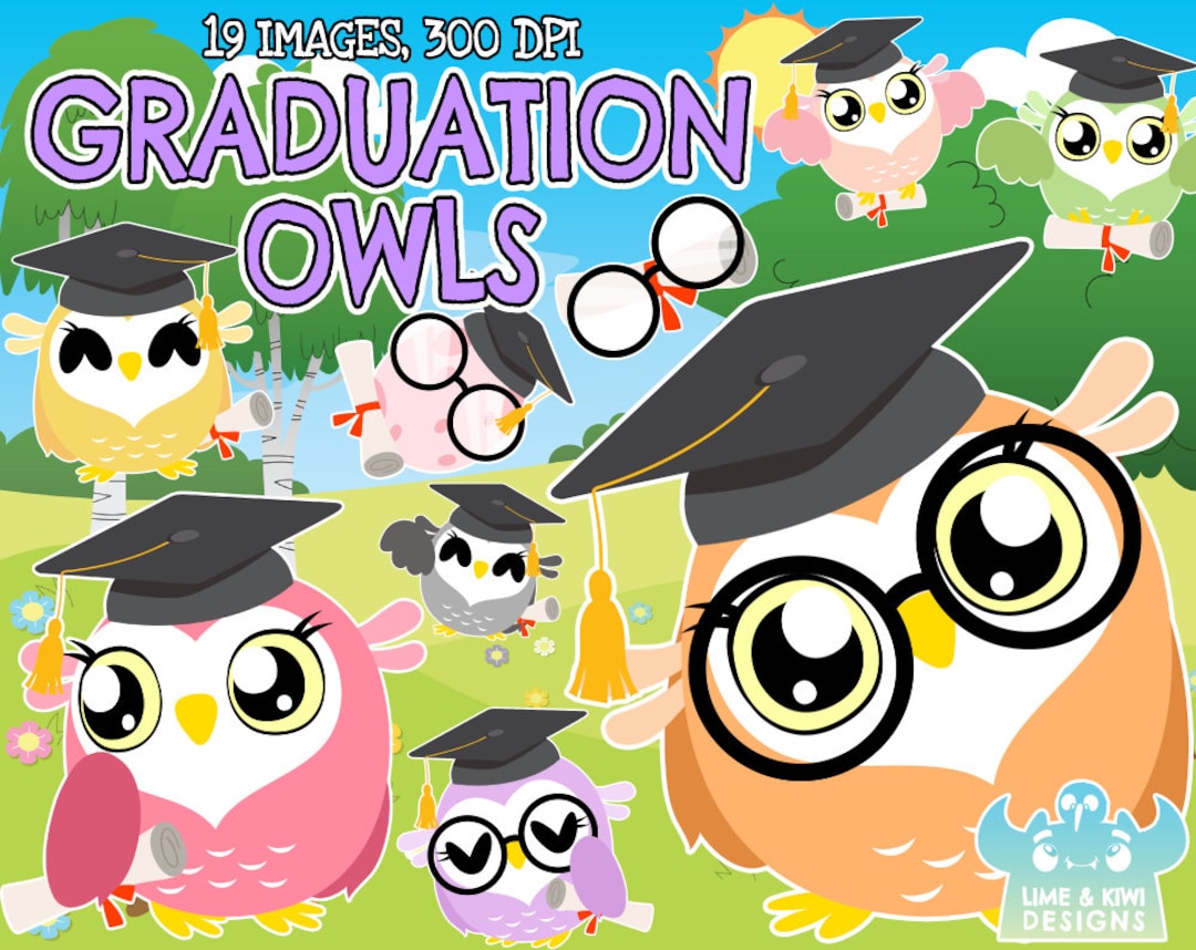 Graduation Owls Clipart Instant Download Celebration - Etsy UK