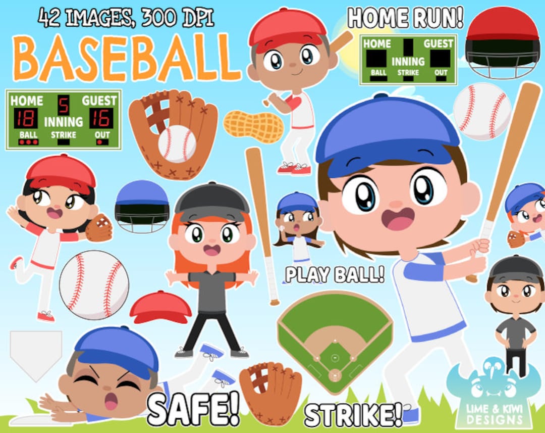 Baseball Clipart, Black and White, Digital Stamps, Sport, Stadium ...
