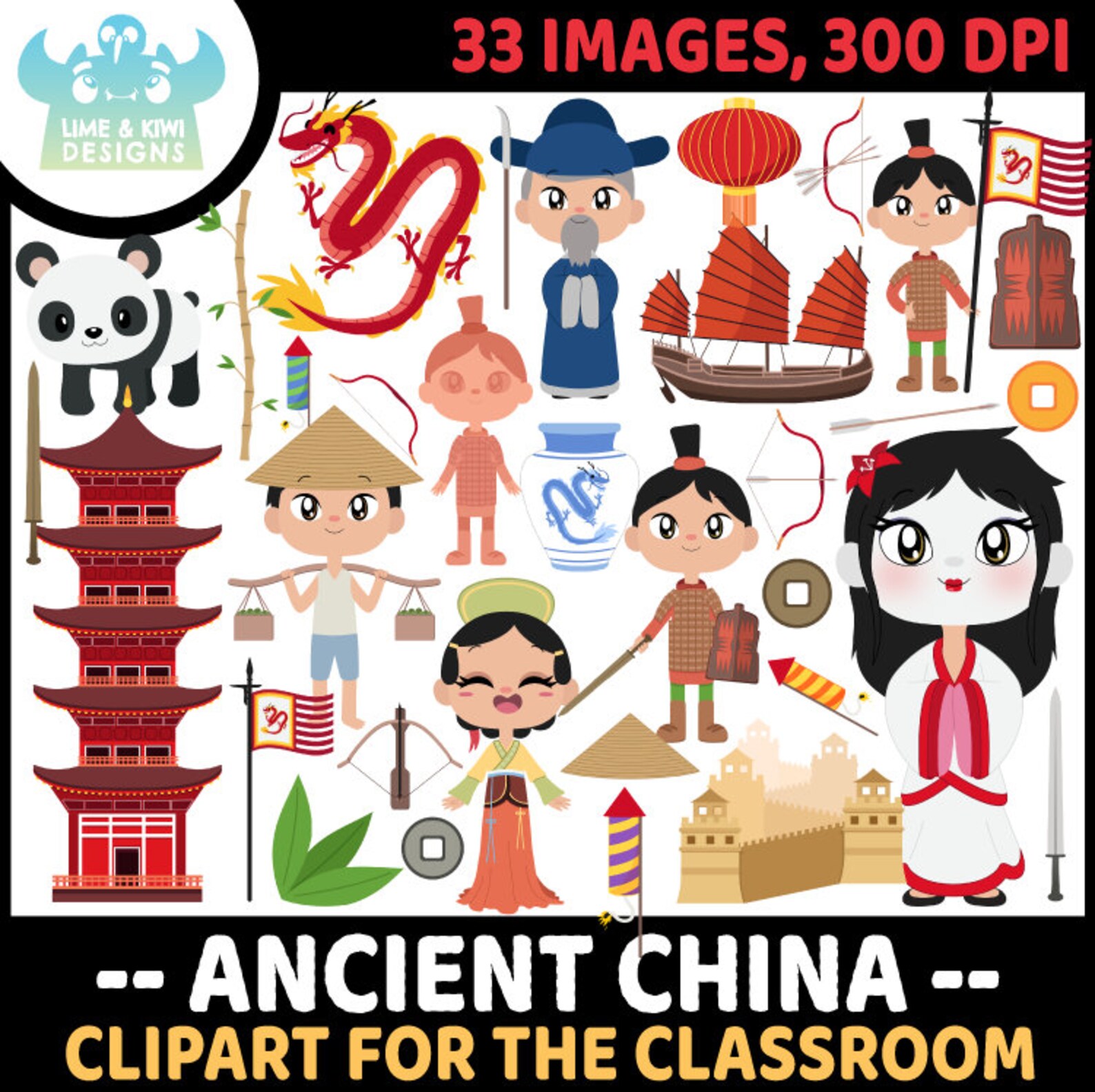 Ancient China Clipart Instant Download Vector Art Commercial | Etsy