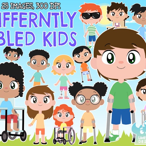 Differently Abled Kids Clipart Boy Girl Children Kids of - Etsy
