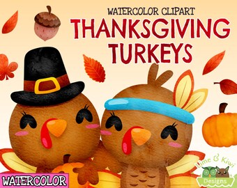 Turkey Digital Clip Art. Thanksgiving Clipart. Turkey With - Etsy
