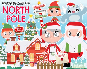 North Pole Signs Clipart Clip Art Santa's Workshop - Etsy